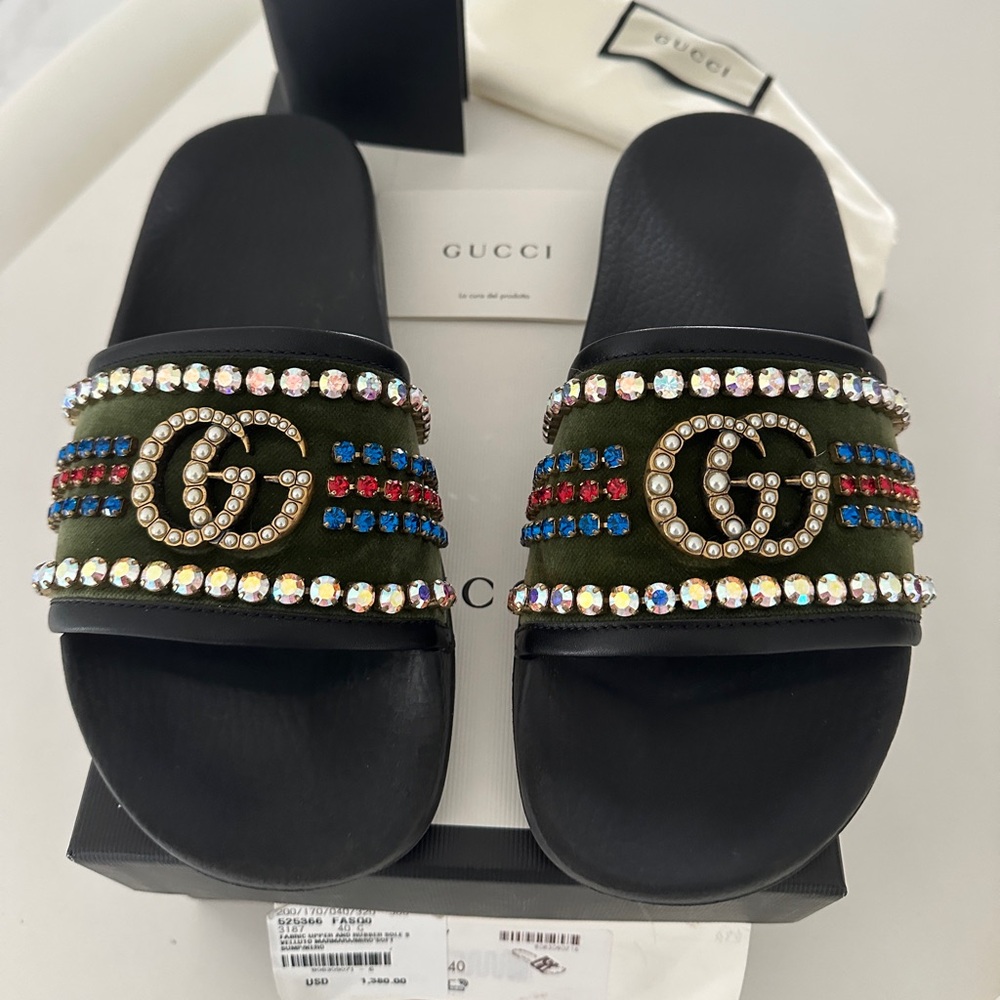 Gucci Slides Crystals Pearls Limited Edition Rare 40 … - Gem
